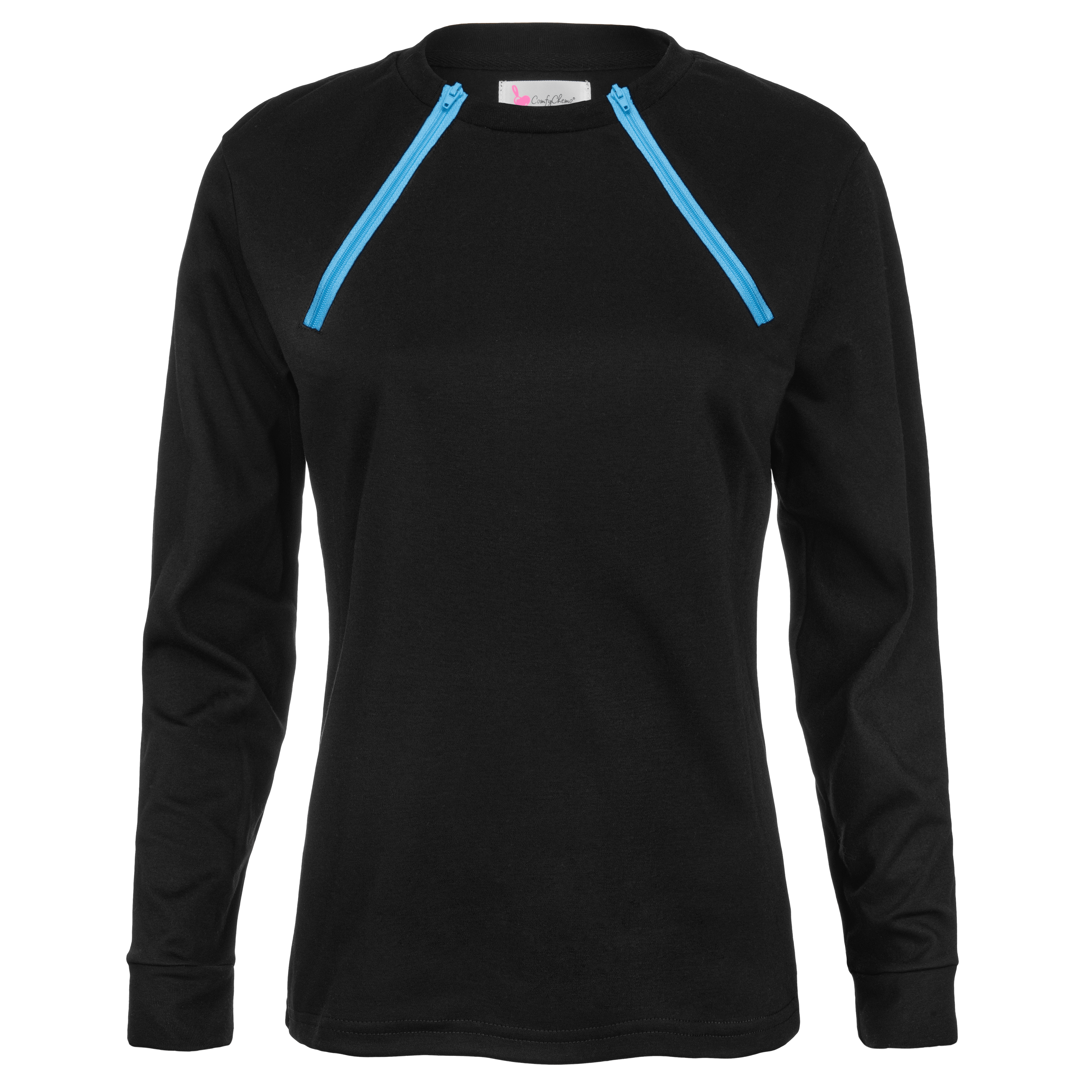 Women's Chest Port Access Infusion Shirt Black with Blue Zippers ...
