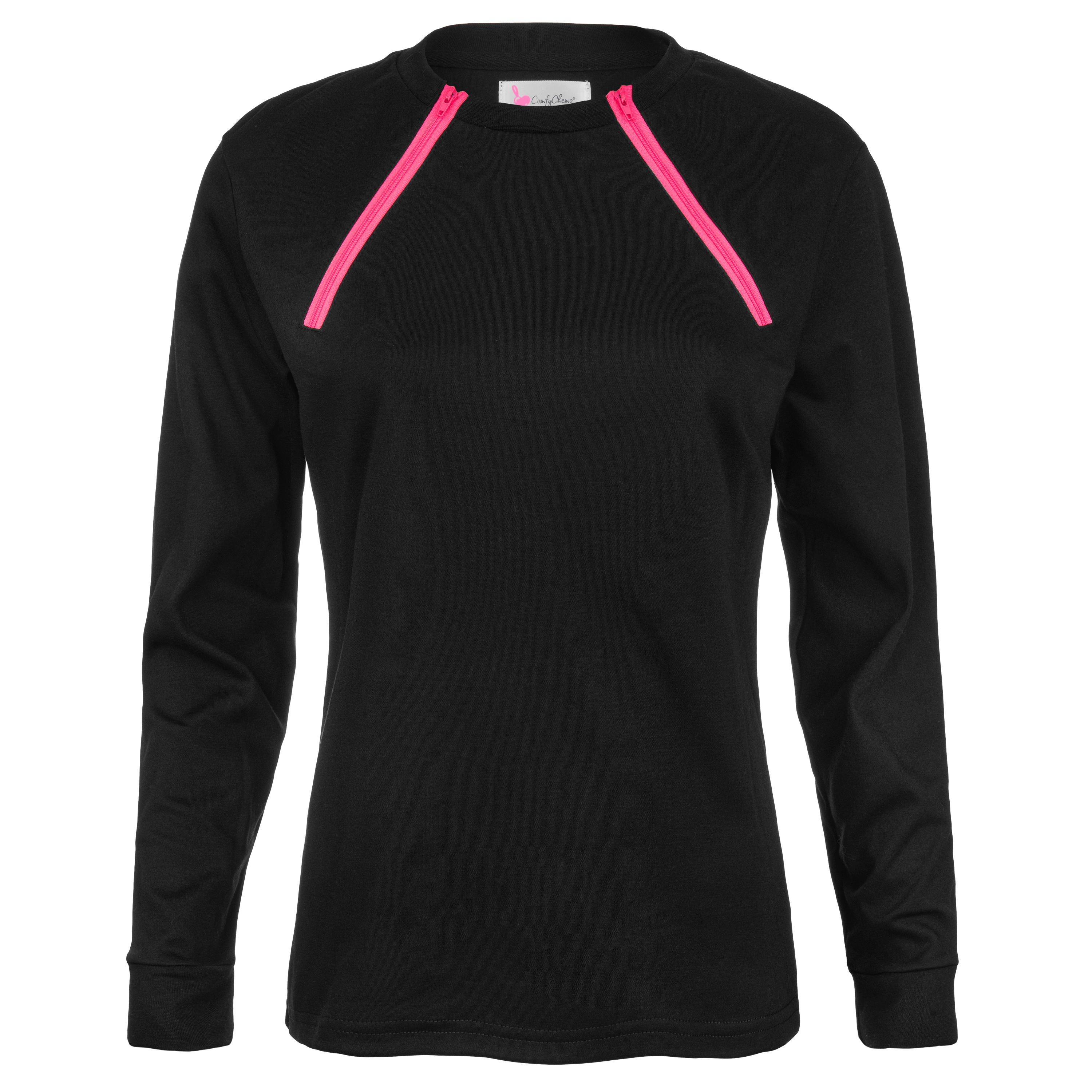 Women's Chest Port Access Infusion Shirt - Black with Pink Zippers ...